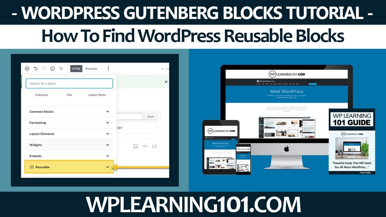 How To Find WordPress Reusable Blocks (Step By Step Tutorial) - WP Learning 101